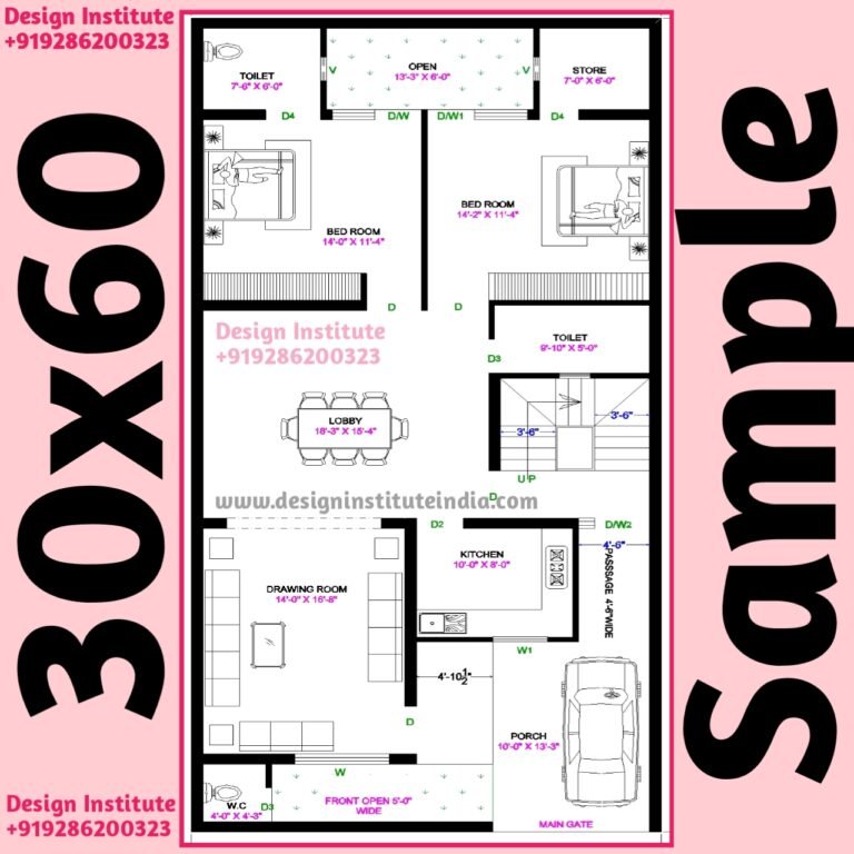 22×45 House Plan Design 2 bhk set [10680] – Design Institute